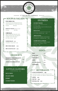 Menu - The Angry Clover | A Twist On The Traditional