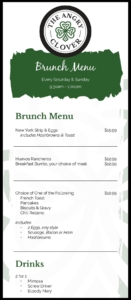 Menu - The Angry Clover | A Twist On The Traditional